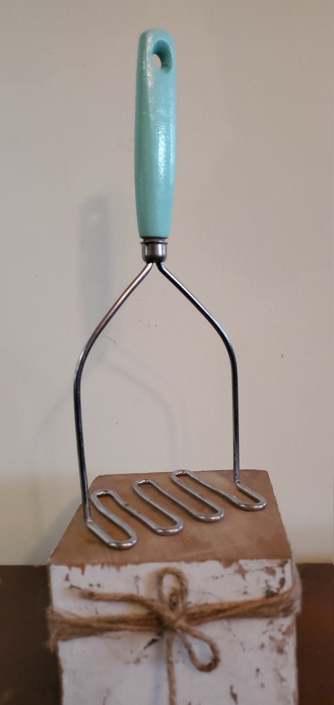 Vintage Turquoise Handled Masher - Etsy