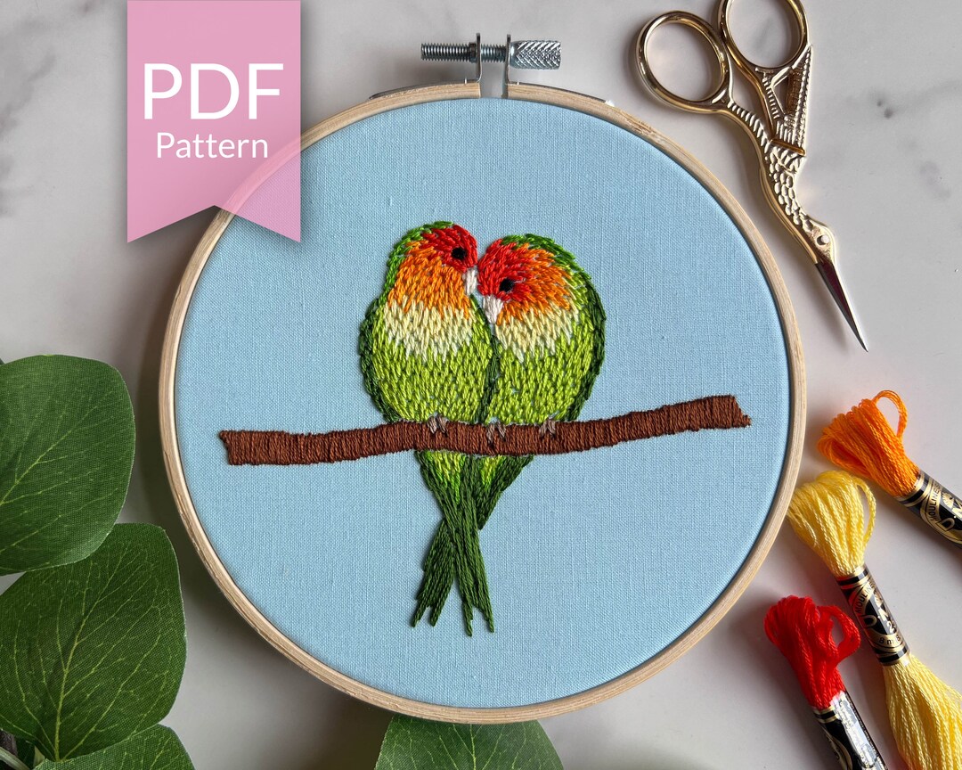 PDF Pattern | 5" Love Bird Snuggle | Modern Hand Embroidery Pattern ...