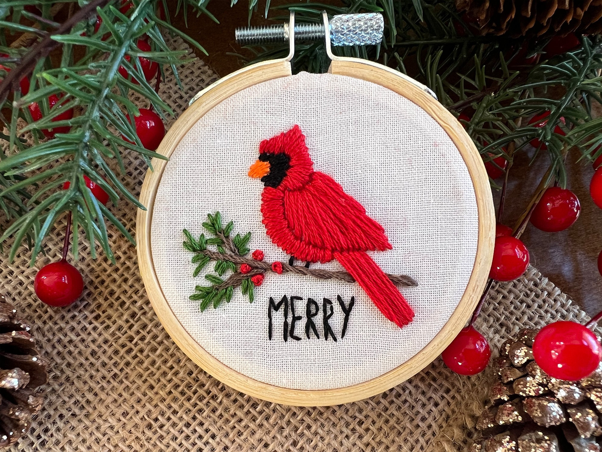 3 Cardinals Embroidery Design Christmas Embroidery Pattern - Etsy