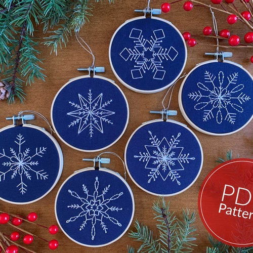 Snowflakes Christmas Embroidery Pattern Embroidery Ornaments - Etsy