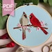 PDF Pattern 5 Cardinal Embroidery Pattern Cardinal Birds and Cherry ...