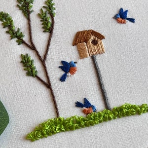 PDF Pattern | 6" Spring Blue Birds | Step by Step Embroidery Pattern ...