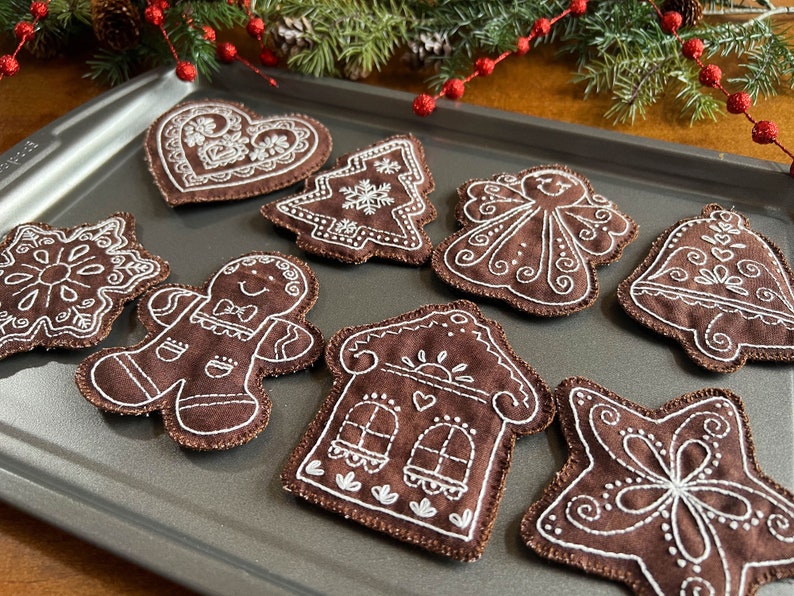 Gingerbread Cookies Hand Embroidery Pattern | Christmas Ornaments (PDF ...