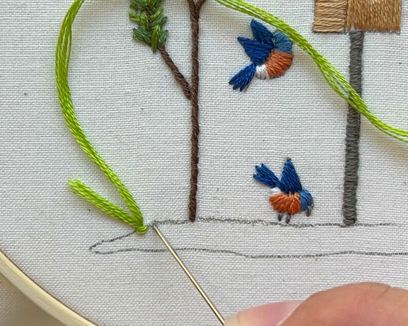 Blue Birds Embroidery Craft Kit | Beginner DIY Hand Embroidery Pattern ...
