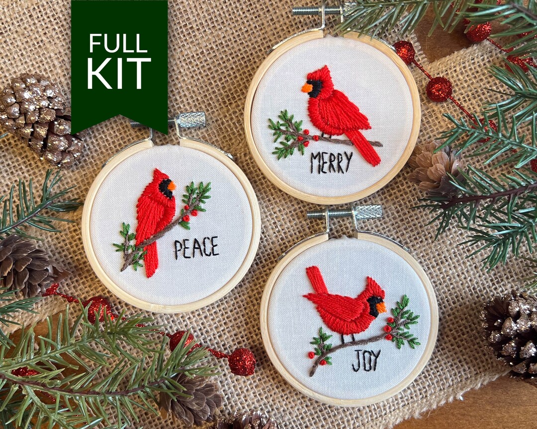3 Cardinals Embroidery Craft Kit | Hand Embroidery for Beginners ...