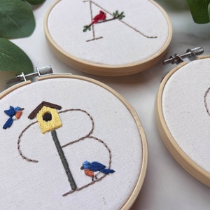 Bird Alphabet Embroidery Pattern | A-Z Monogram (PDF Download) - Etsy