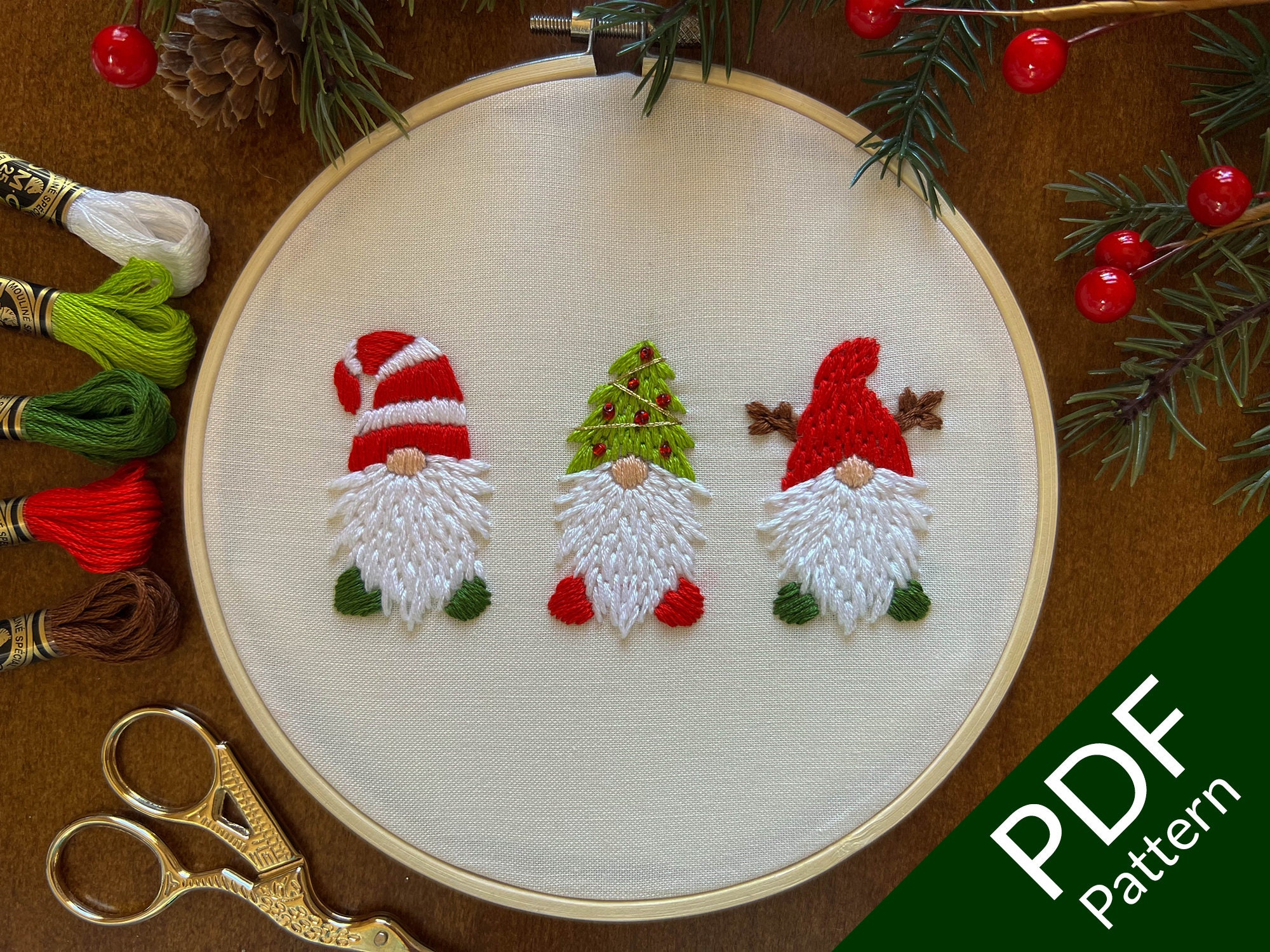 Christmas Gnomes Hand Embroidery Pattern Easy Beginner - Etsy