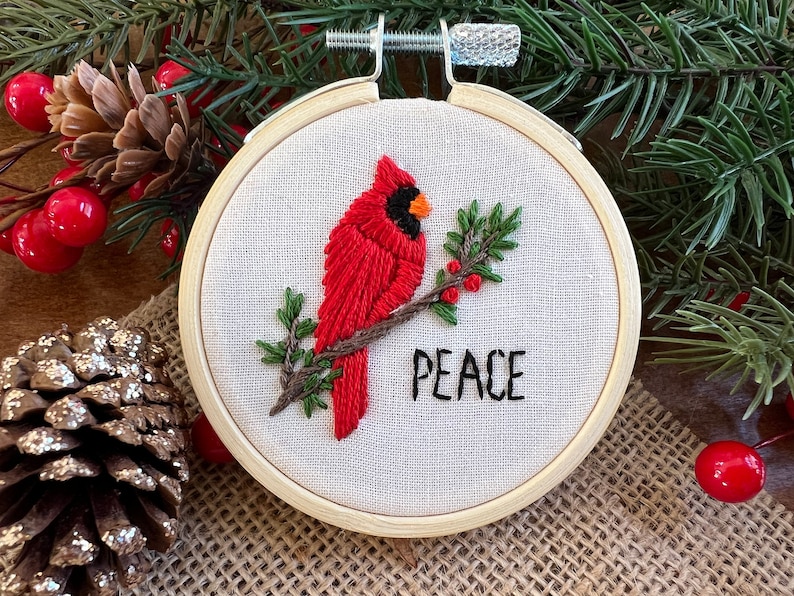3 Cardinals Embroidery Craft Kit Hand Embroidery for - Etsy