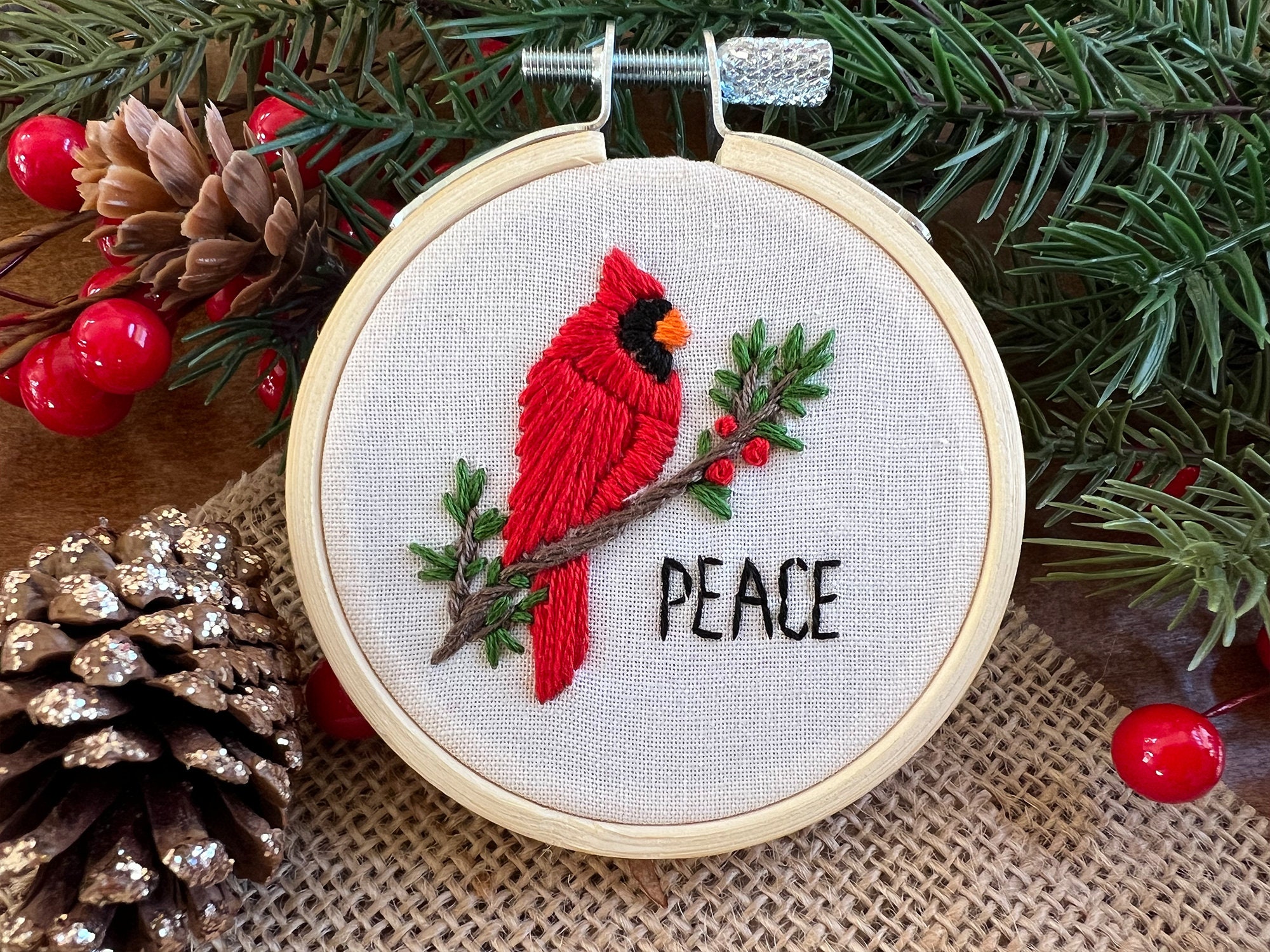 3 Cardinals Embroidery Design Christmas Embroidery Pattern - Etsy