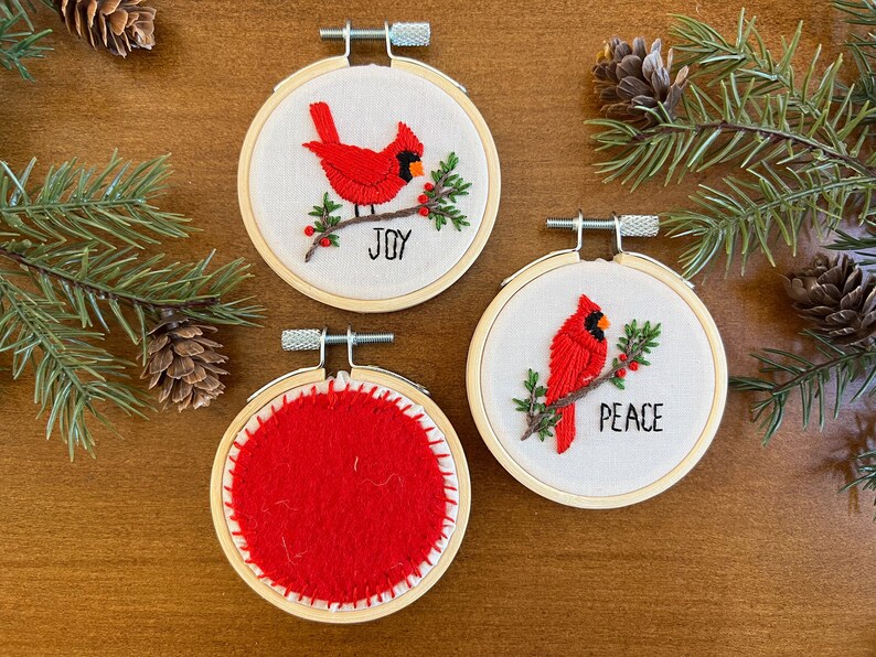 3 Cardinals Embroidery Craft Kit Hand Embroidery for - Etsy