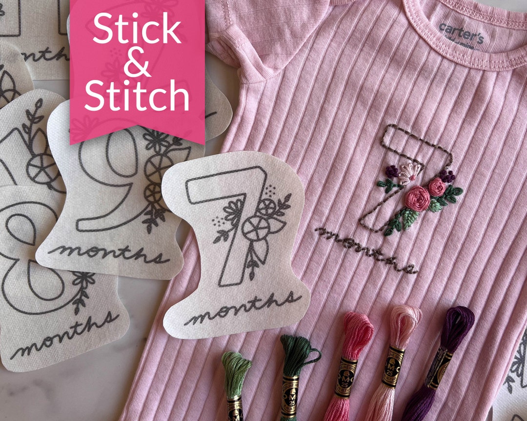 Baby Monthly Milestone Embroidery Numbers | DIY Stick & Stitch Photo ...