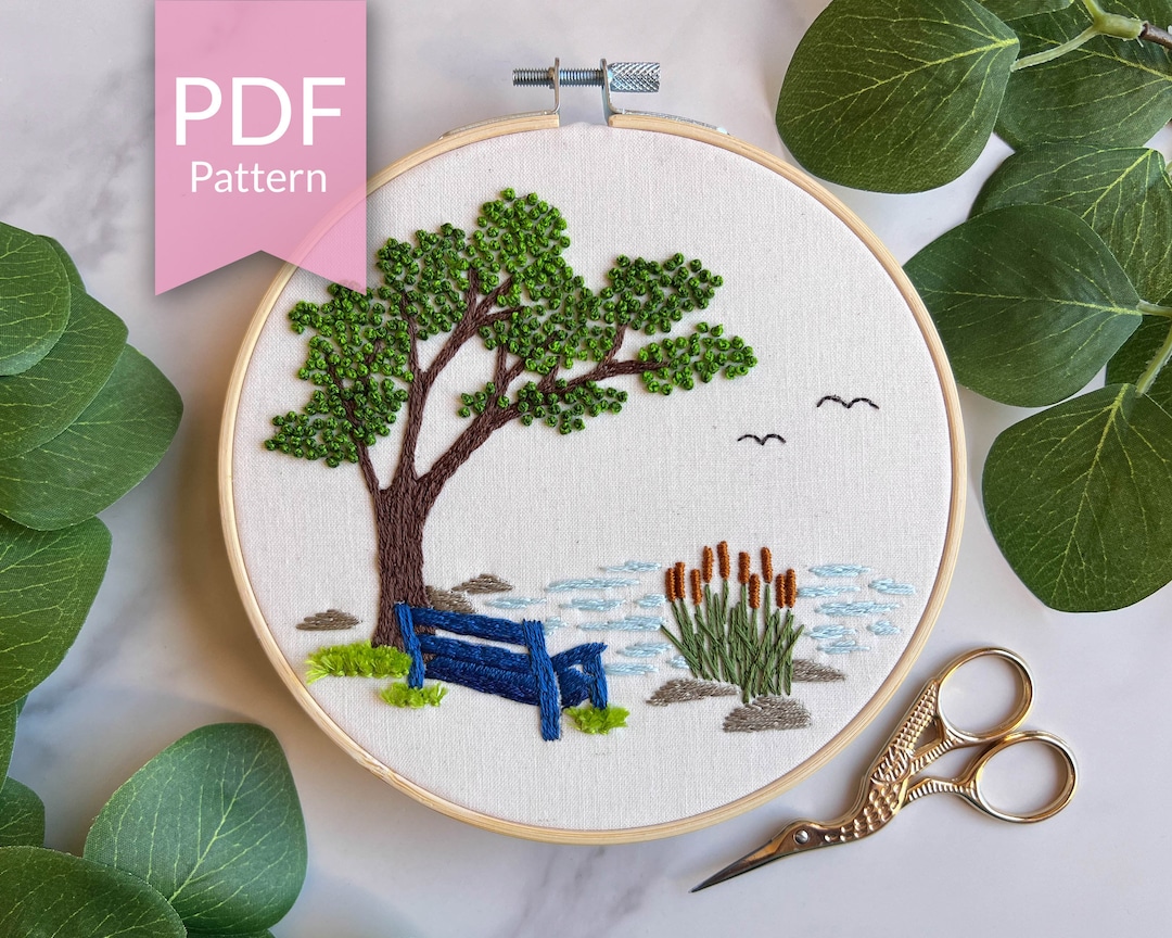 PDF Pattern | 6" Blue Bench at the Pond | DIY Spring Craft Ideas | Hand ...