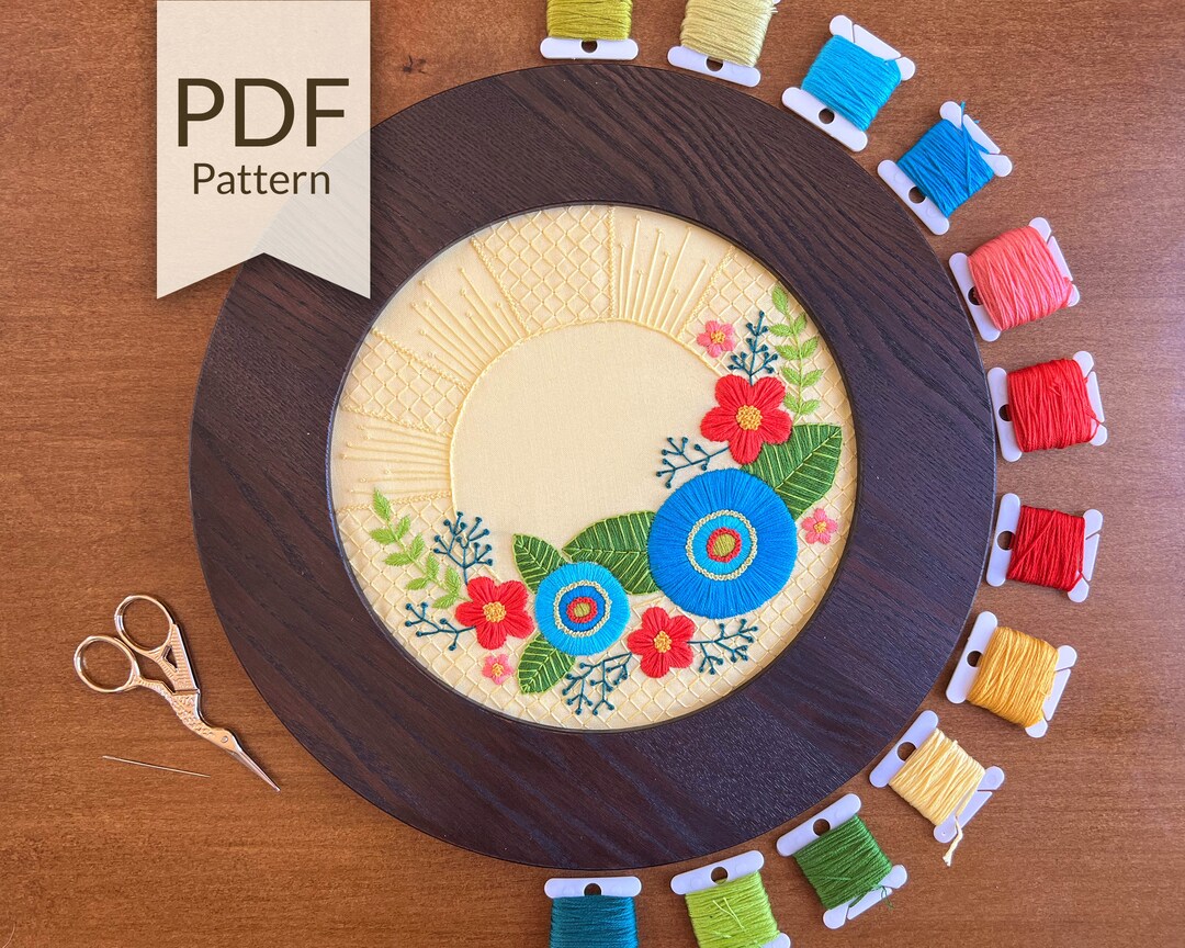 Spring Blooms Hand Embroidery Pattern PDF | Modern Embroidery Design ...