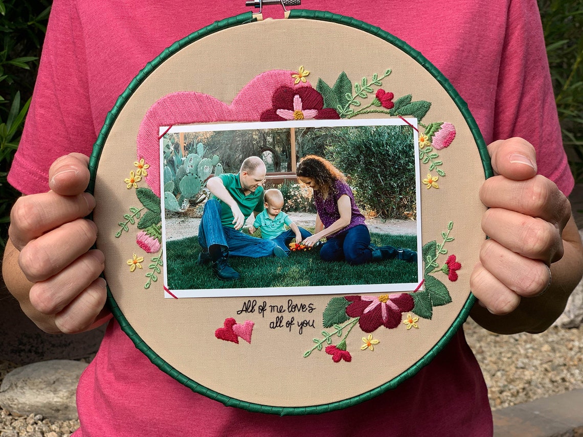 Embroidery Picture Frame PDF Pattern Unique Floral | Etsy