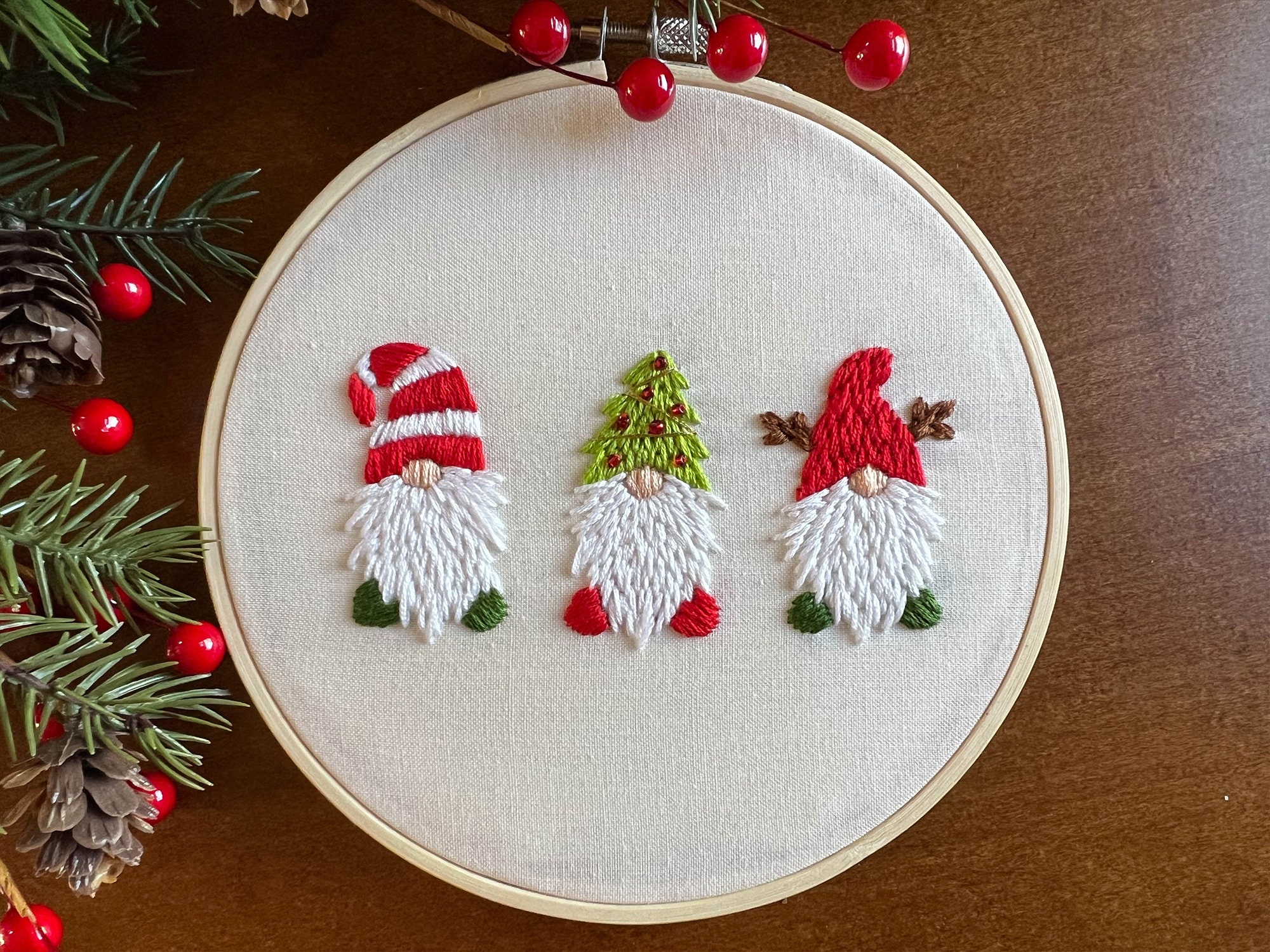 Christmas Gnomes Hand Embroidery Pattern | Beginner DIY (PDF Pattern ...