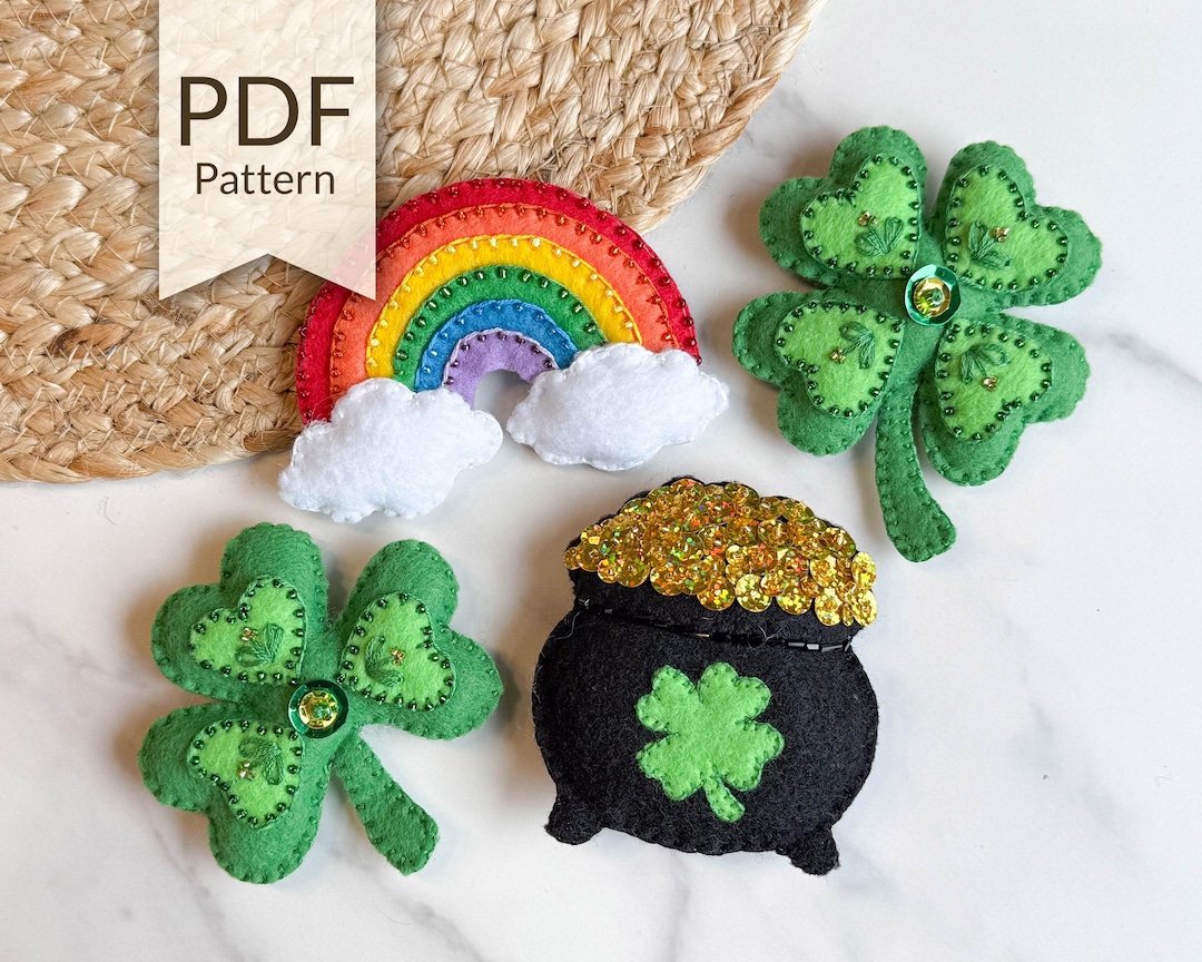 Felt Lucky Charms Embroidery Pattern | St. Patrick's Day Ornaments (PDF ...