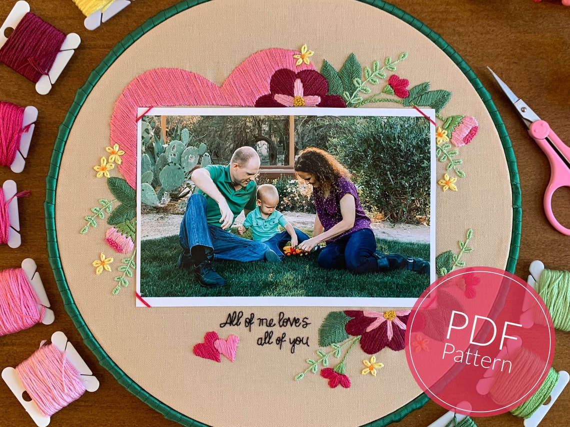 Embroidery Picture Frame PDF Pattern Unique Floral | Etsy