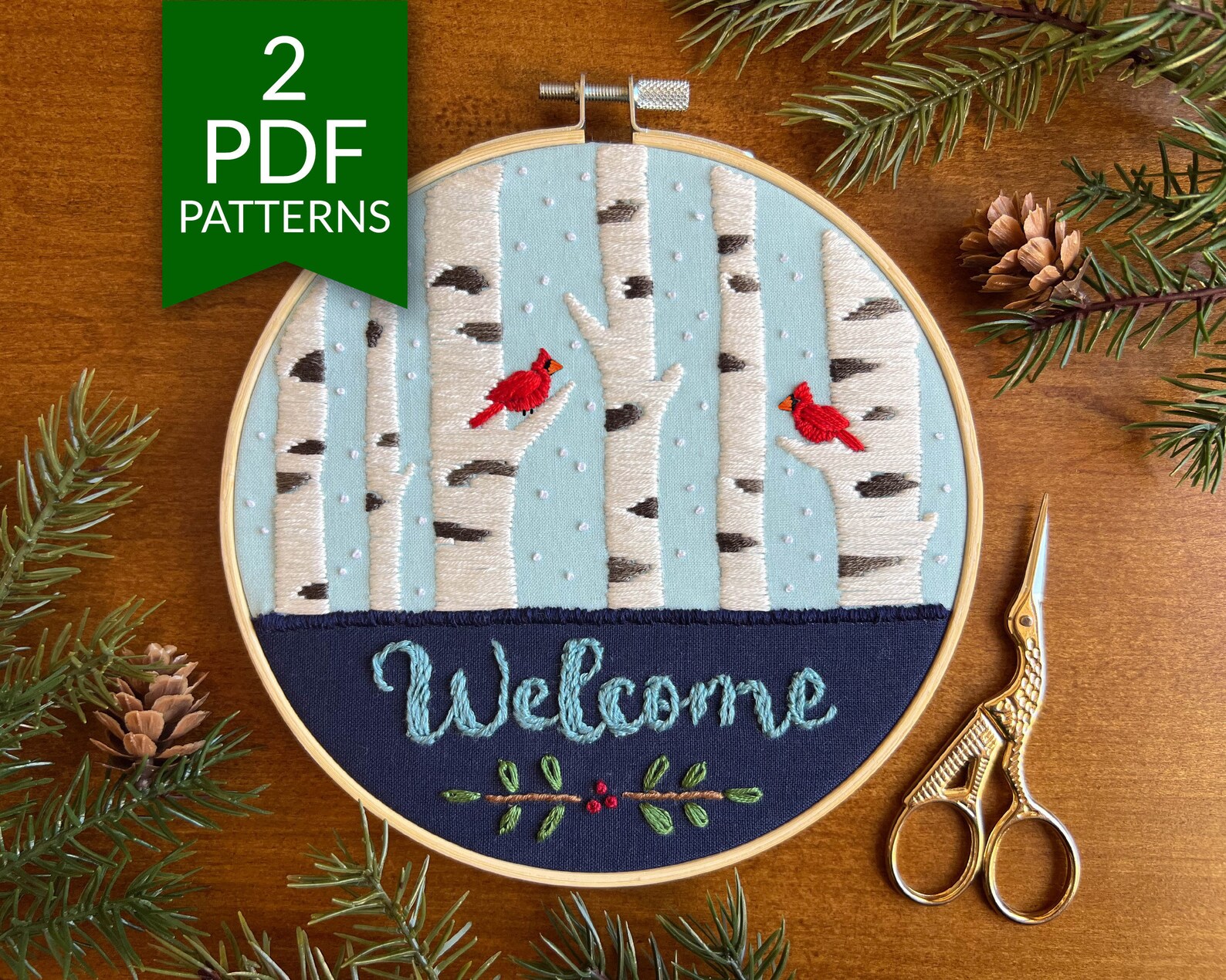 Aspen Trees Embroidery Pattern | Fall & Winter Welcome Decor (2 ...