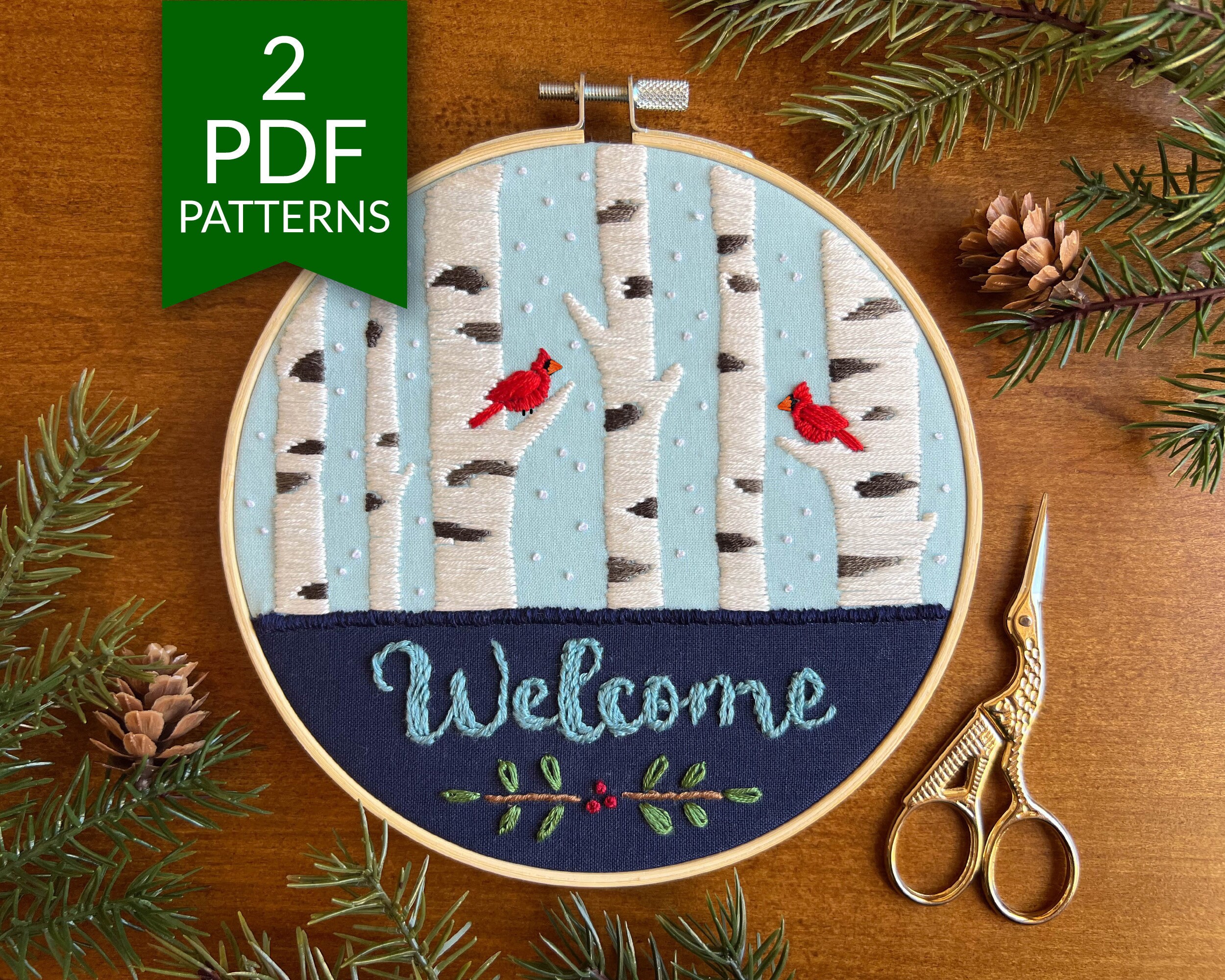 Aspen Trees Embroidery Pattern | Fall & Winter Welcome Decor (2 ...