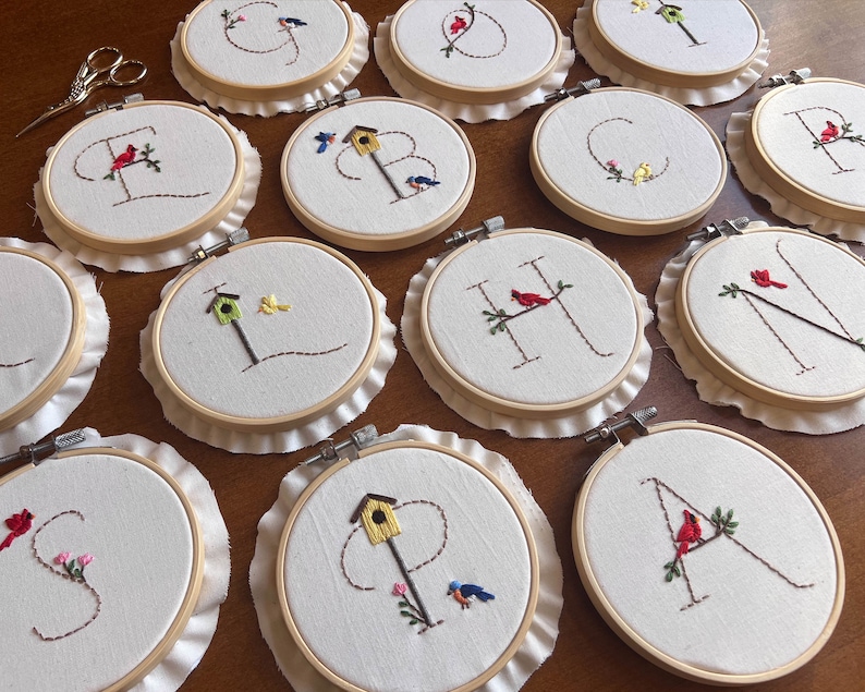 Bird Alphabet Embroidery Pattern | A-Z Monogram (PDF Download) - Etsy