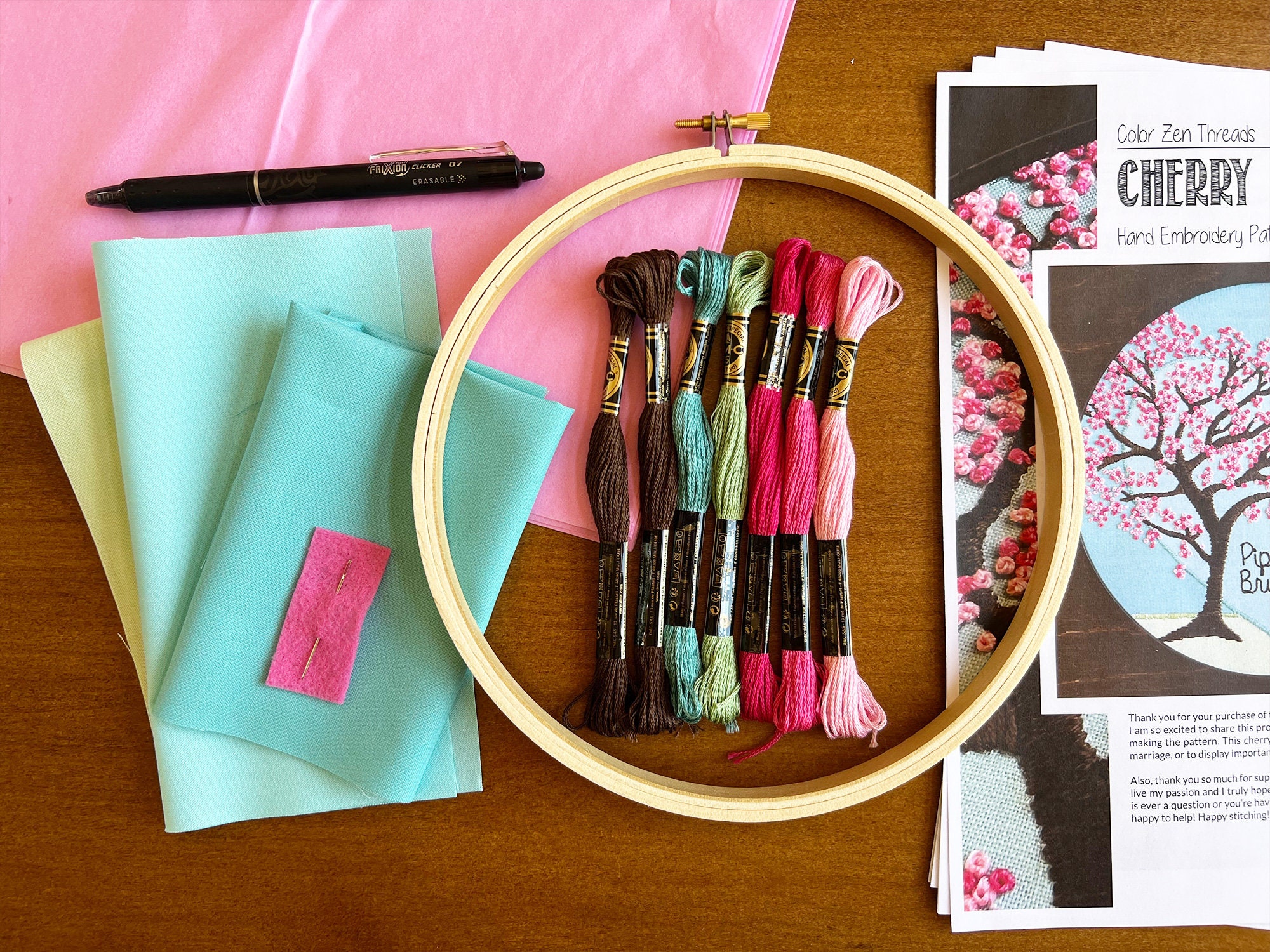 Customizable Hand Embroidery Craft Kit Cherry Blossoms Tree - Etsy