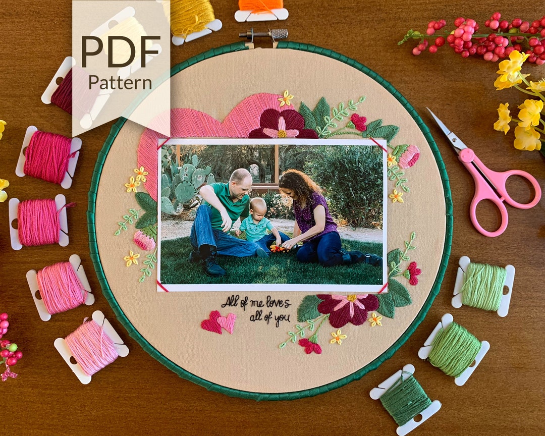 Embroidery Picture Frame PDF Pattern | Unique Floral Embroidery Photo ...