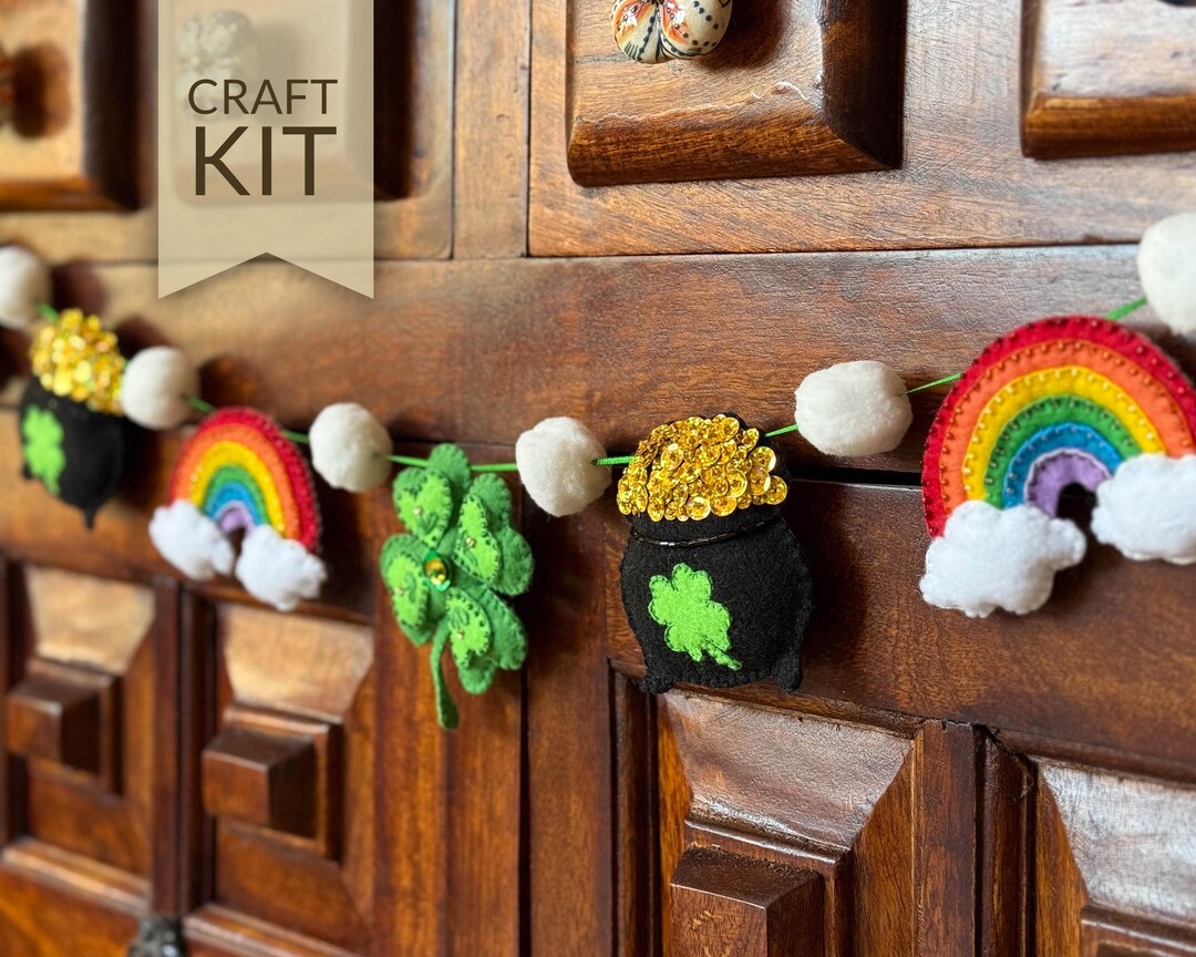 Lucky Charms Garland Craft Kit | Embroidery Design Sewing Pattern | DIY ...