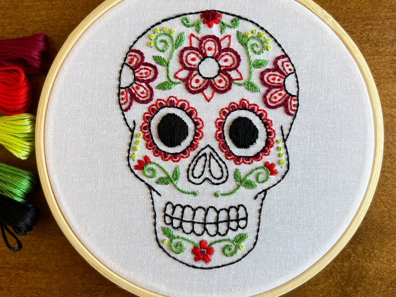 Sugar Skulls Set of 4 Embroidery Pattern Skull Embroidery - Etsy