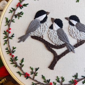 Chickadee Birds Embroidery Pattern | Winter Birds | Step by Step DIY ...