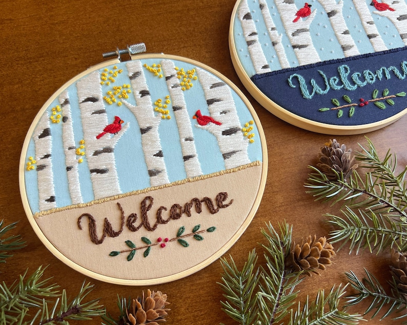 Aspen Trees Embroidery Pattern | Fall & Winter Welcome Decor (2 ...
