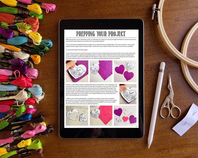 Pink Felt Heart Ornaments Pattern With Embroidery and Beading | DIY ...