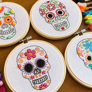 Sugar Skulls Set of 4 Embroidery Pattern | Skull Embroidery Design ...