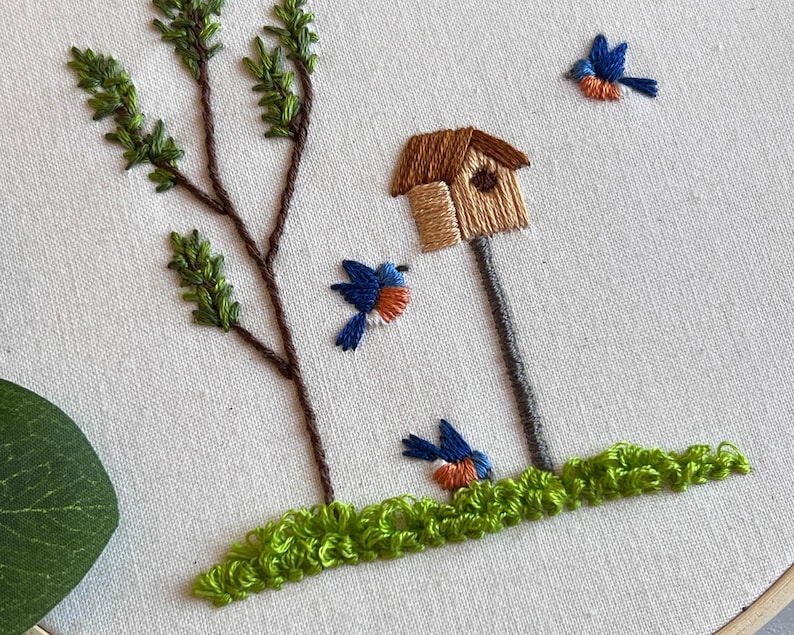 Blue Birds Embroidery Craft Kit | Beginner DIY Hand Embroidery Pattern ...