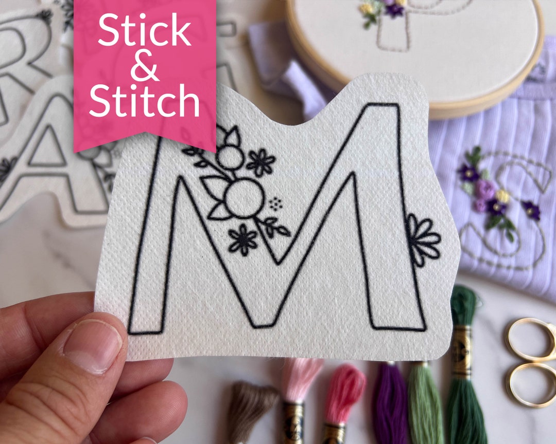 Floral Initials Embroidery Pattern | Water Soluble Stick and Stitch ...