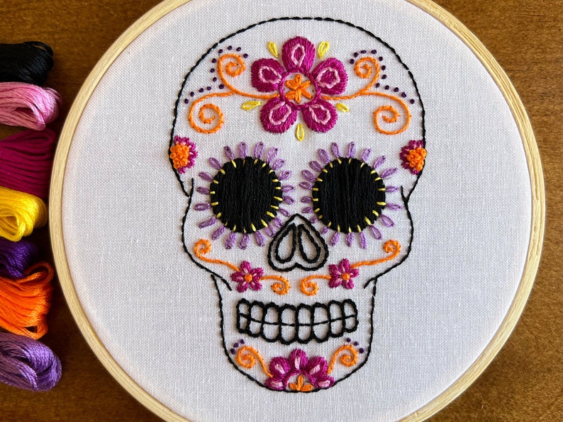 Sugar Skulls Set of 4 Embroidery Pattern Skull Embroidery - Etsy
