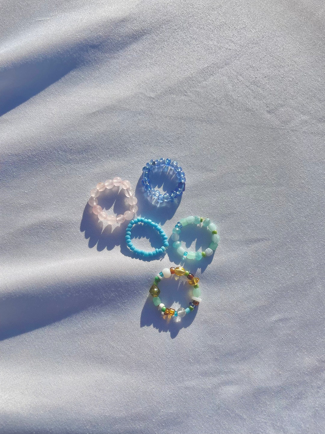 Set of 5 Beaded Elastic Rings - Etsy