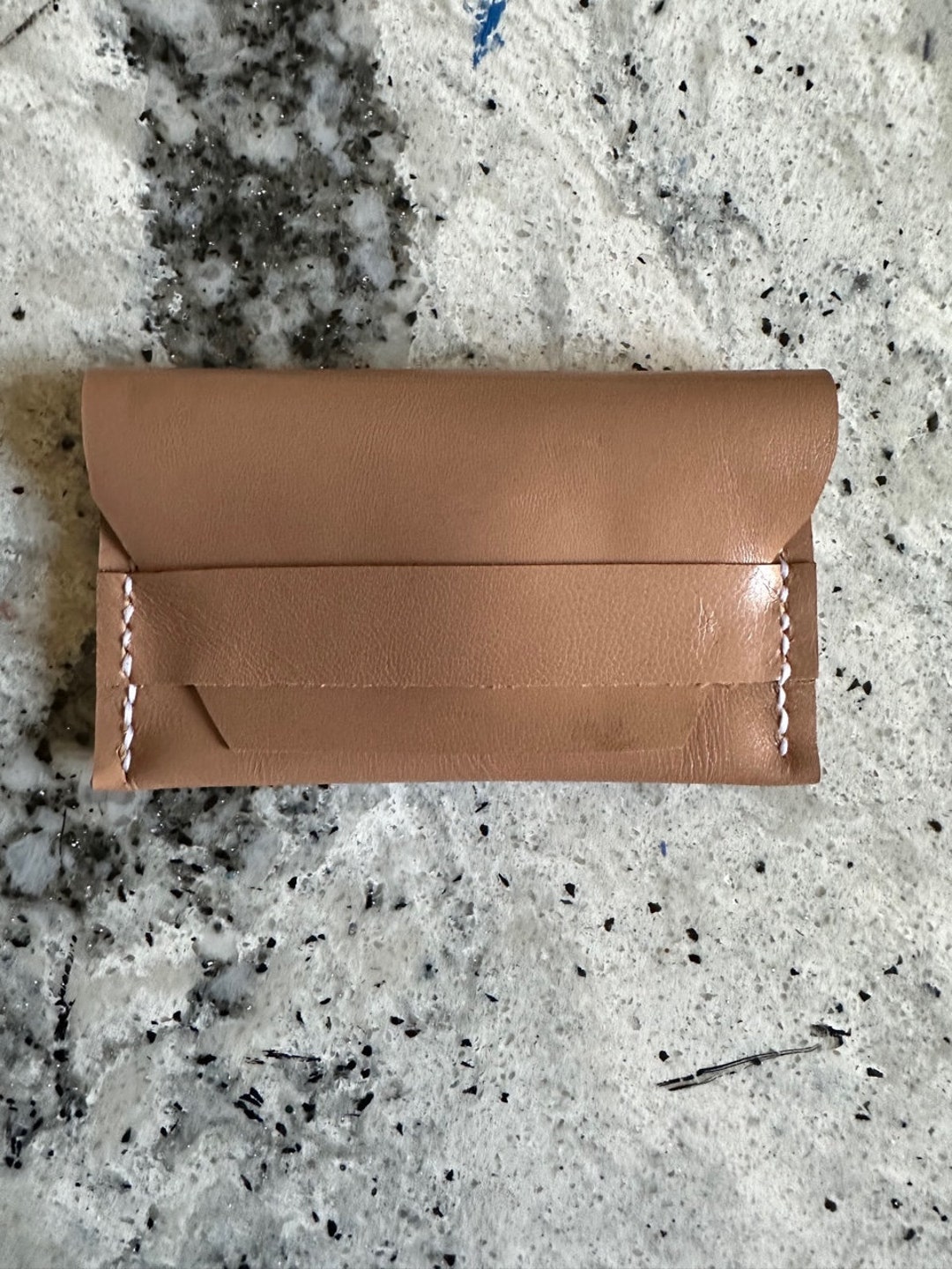 Aspen Card Case Beige With White Thread Buisness Card - Etsy