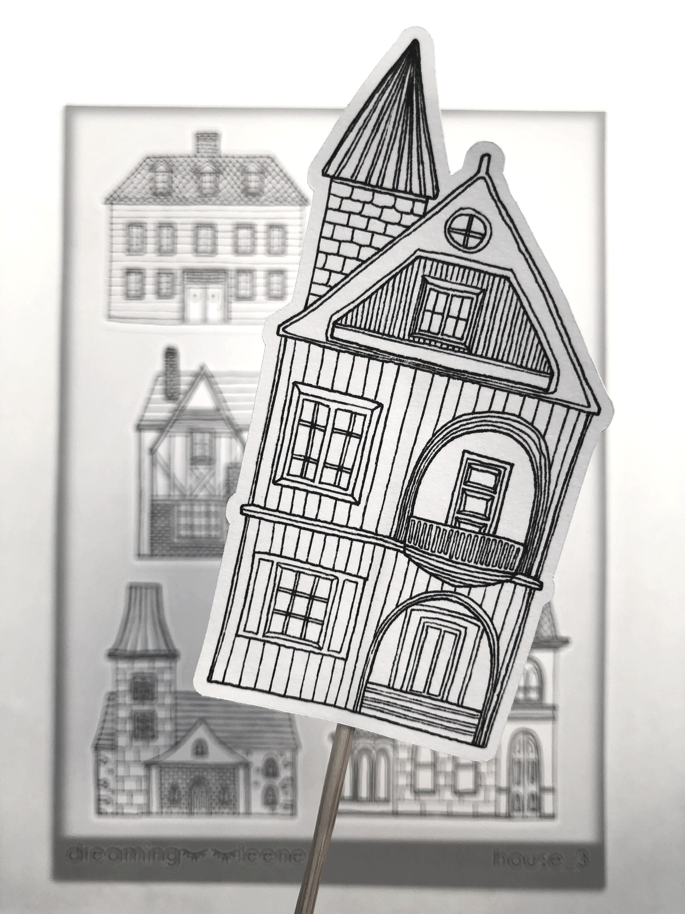 Vintage Tiny House Stickers, Cozy Home Sticker Sheet, House Graphic ...