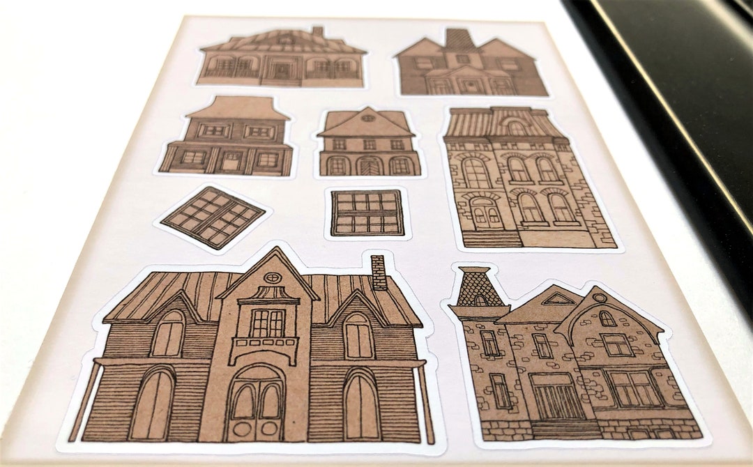Vintage Tiny House Stickers, Cozy Home Sticker Sheet, House Graphic ...