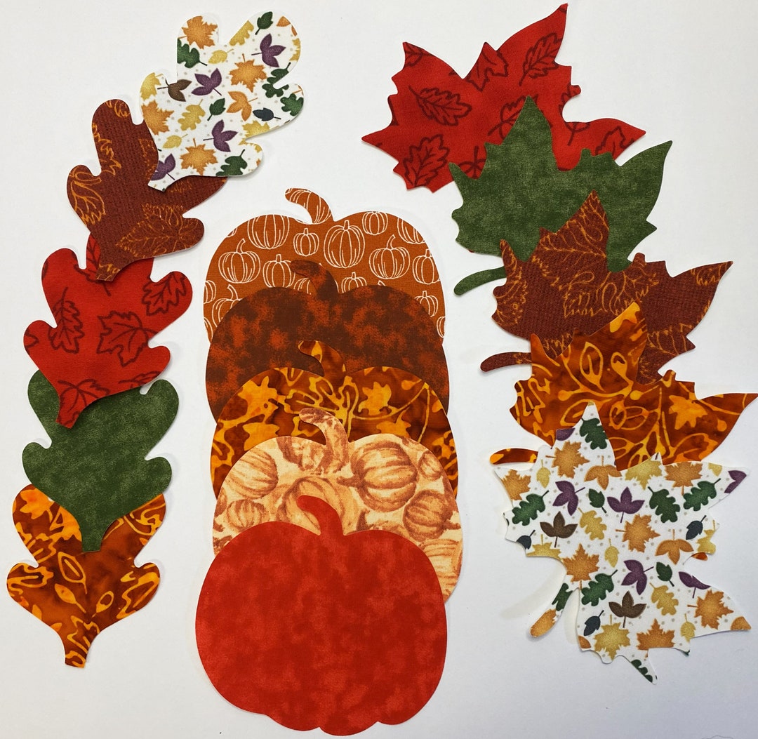 15 Fall Leaf and Pumpkin Cut Fabric Appliques 10019 - Etsy