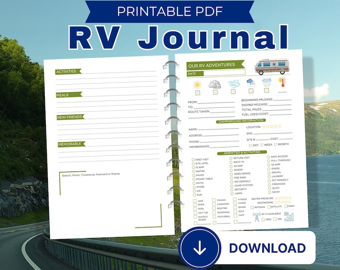 RV Travel Journal: Road Trip Logbook (digital Download) - Etsy