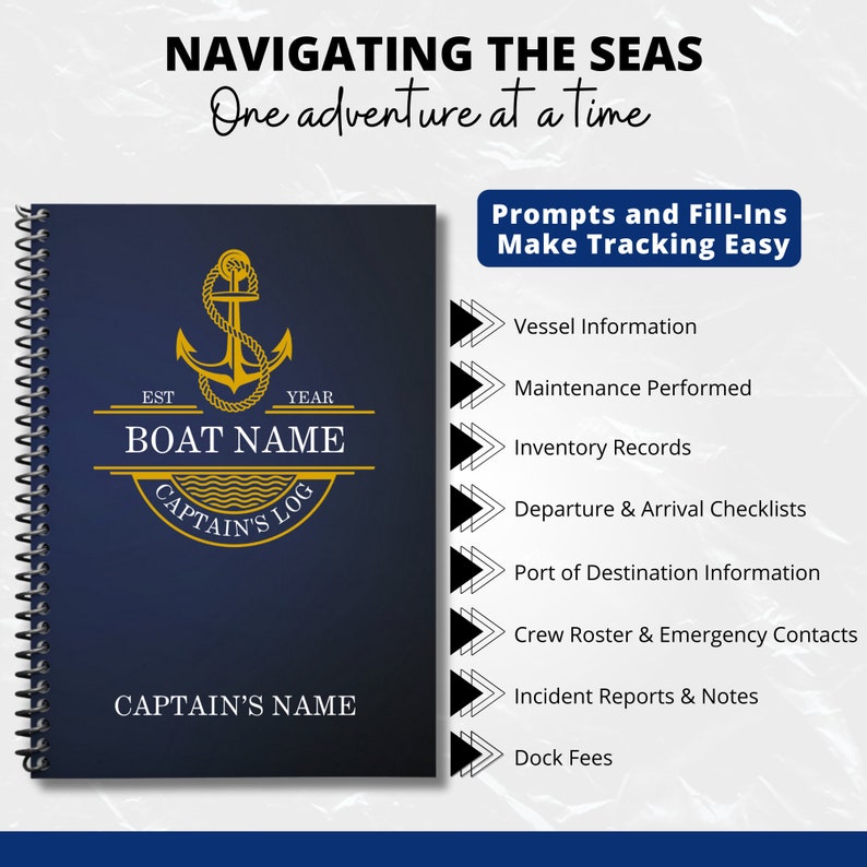 Personalized Boat Captain's Log Book: Nautical Journal - Etsy
