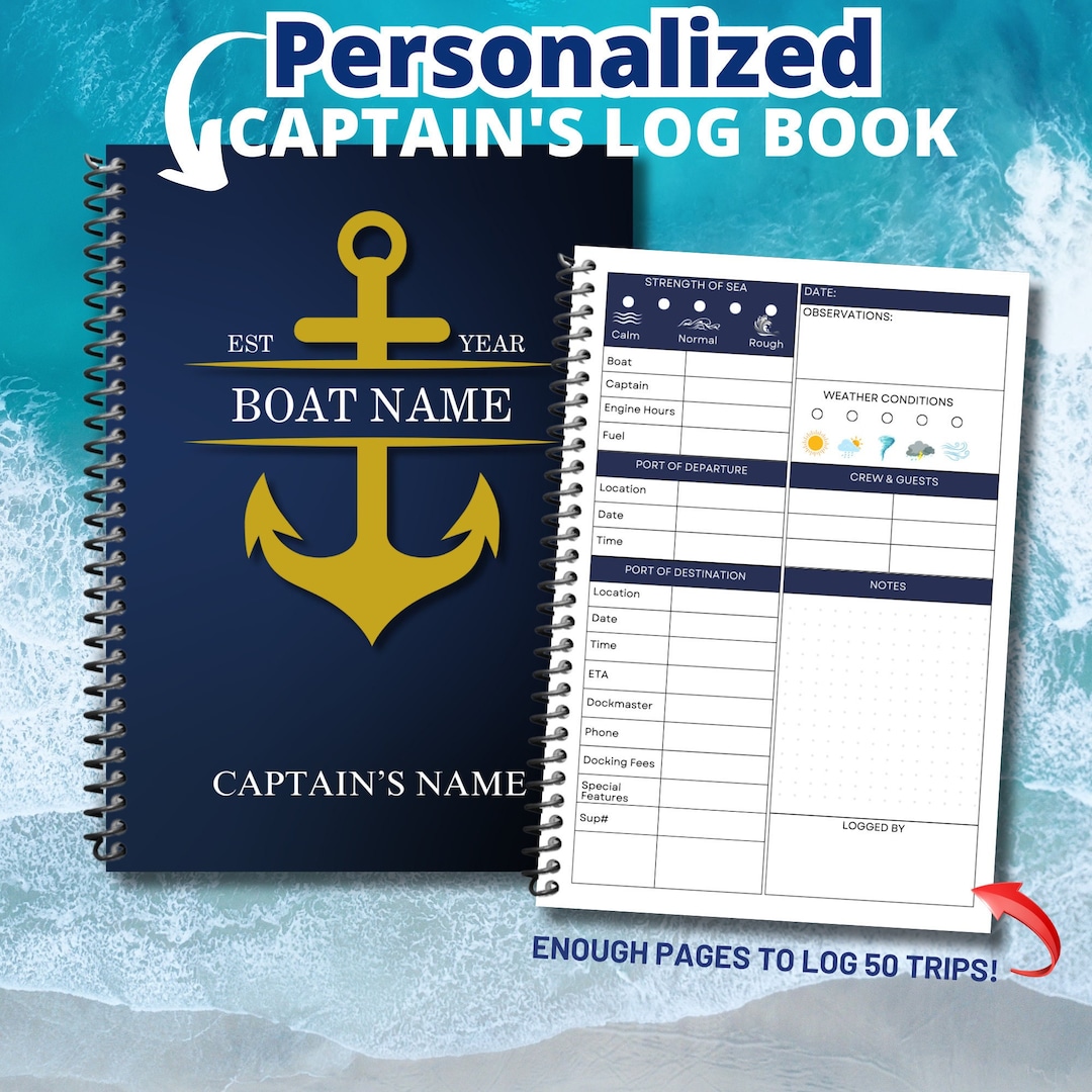 Personalized Captain's Log Book: Boating Journal - Etsy