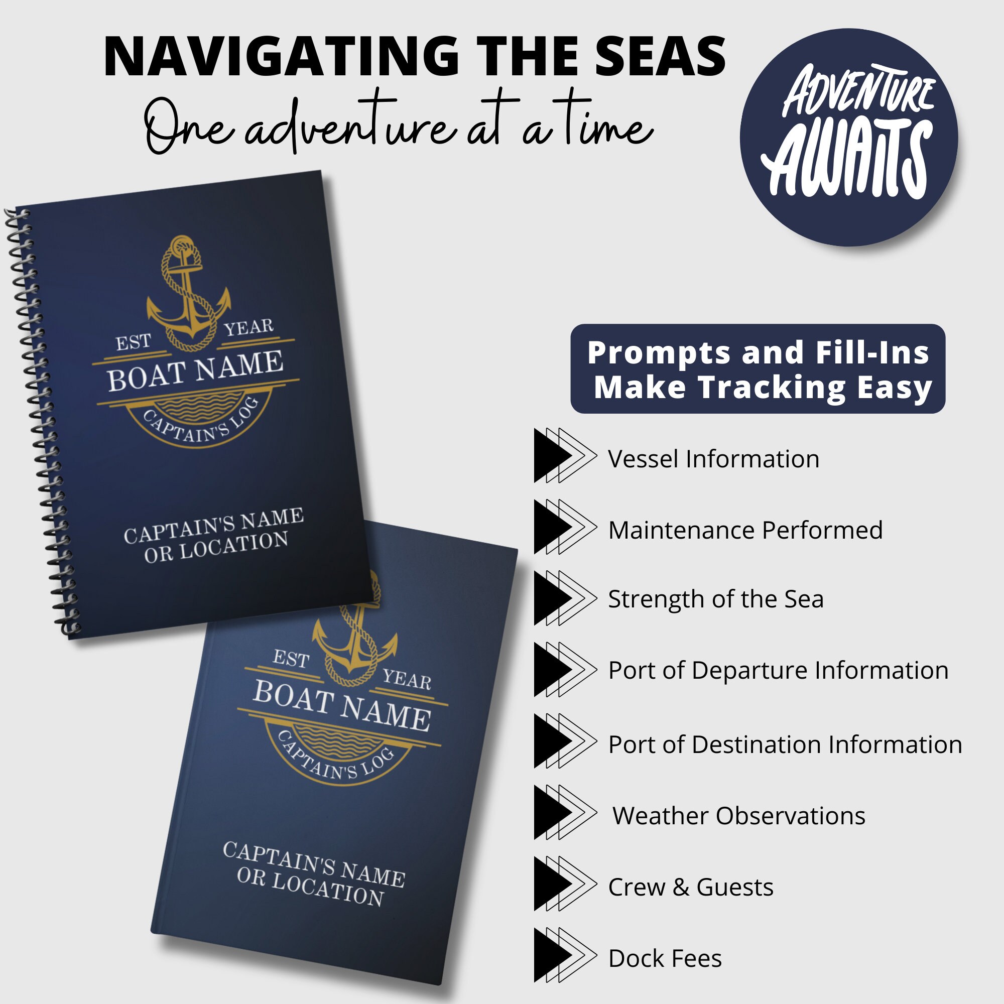 Personalized Captains Log Book Unique Gift for Boaters Boat Gift Gift ...
