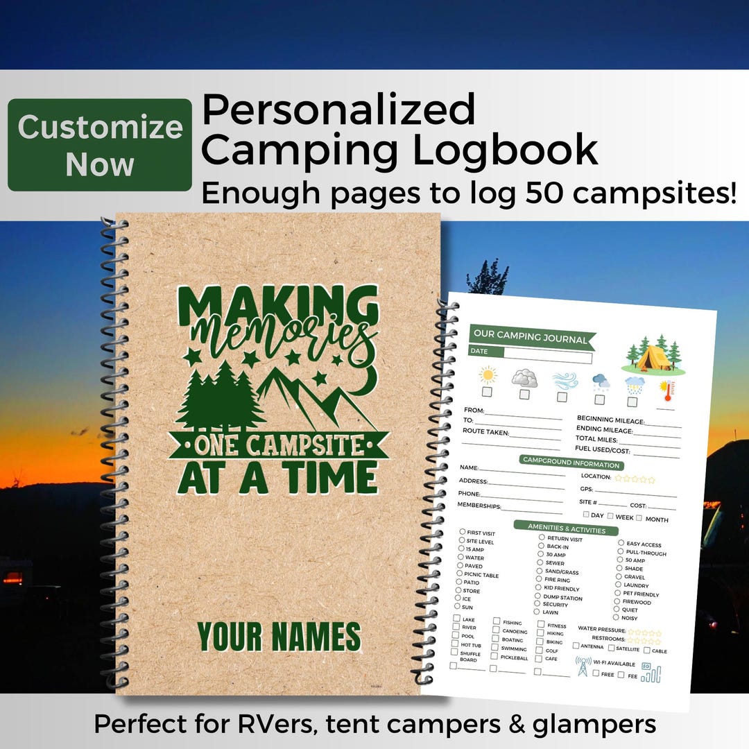 Personalized Camping Journal: RV Travel Log Book, Campground Tracker - Etsy
