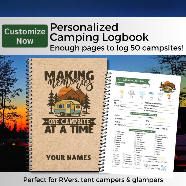 Camping Journal | Camping Gift for Campers and RV Owners for Campsites ...