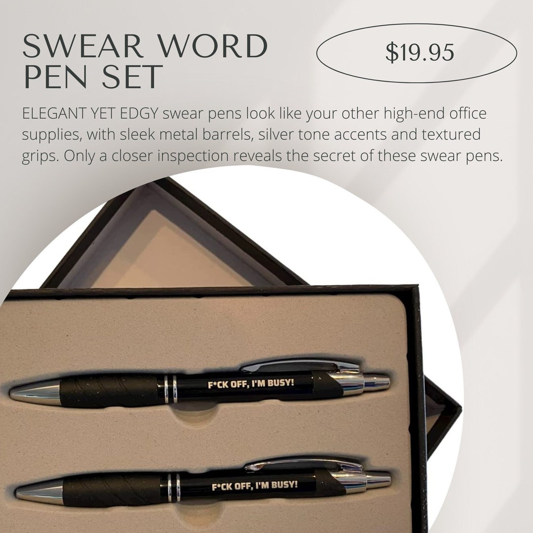 Swear Word Pen Set With Mechanical Pencil in Presentation Box, Funny ...