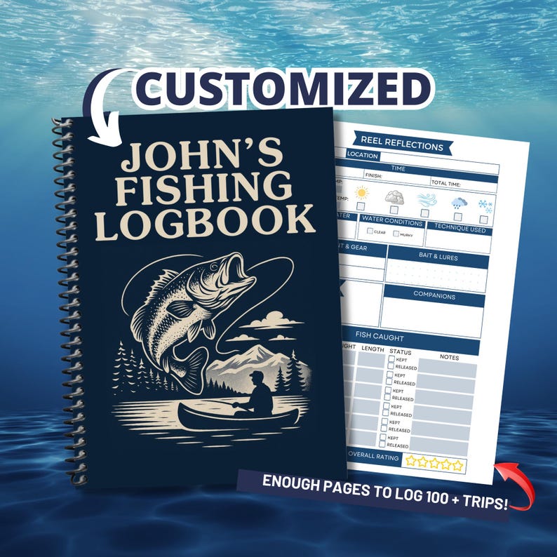 Personalized Fishing Logbook – Custom Name | Bass Fishing Journal ...