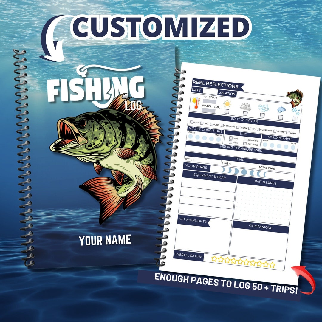 Custom Fishing Log | Fishing Gift | Fisherman Journal Notebook | Fish ...