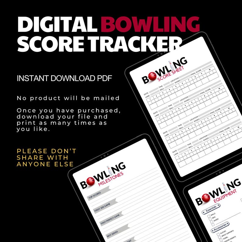 Printable Bowling Score Sheet: League & Game Tracker (PDF Download) - Etsy